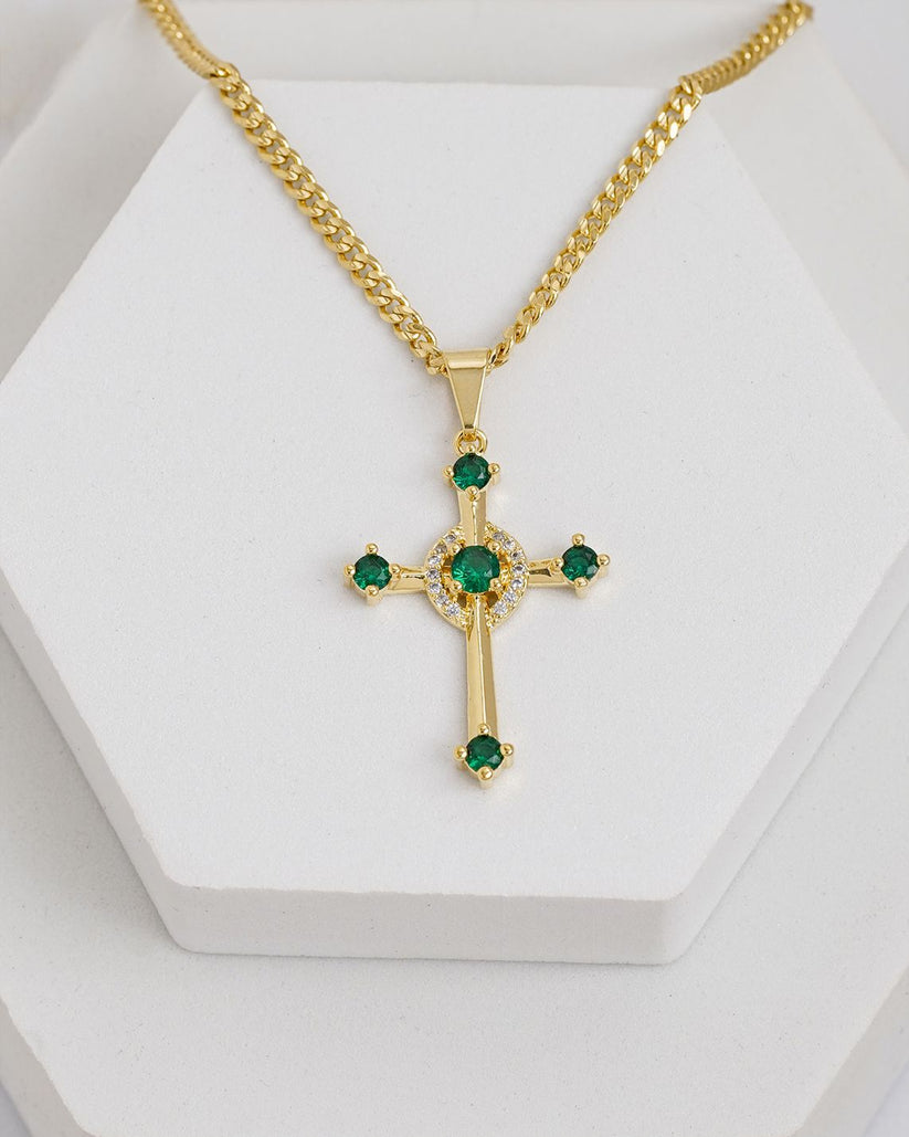 CADENA CUBANA (60 CM - 4MM) + DIJE CIRCON VERDE – magiadeoro